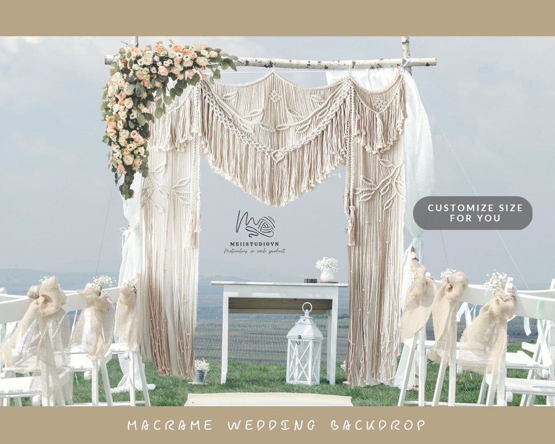 Macrame Wedding Backdrop | Rustic Arch Decor - Etsy