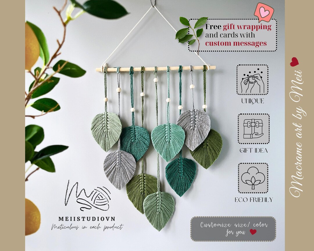 Macrame Wall Hanging | Macrame Leaf Wall Hanging | Boho Decoration ...