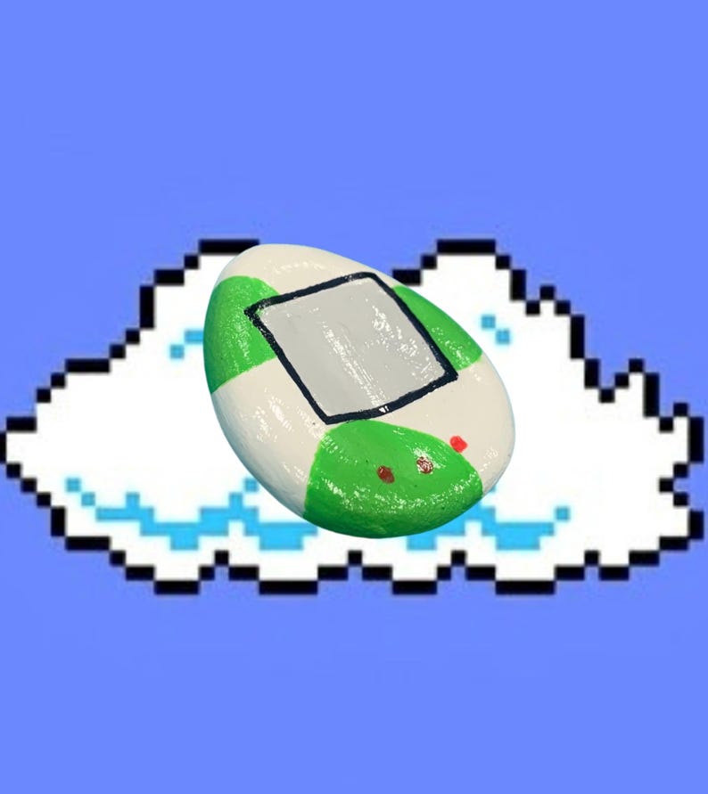 Handmade Worry Stone 90s Super Mario Yoshi Tamagotchi Collectible ...
