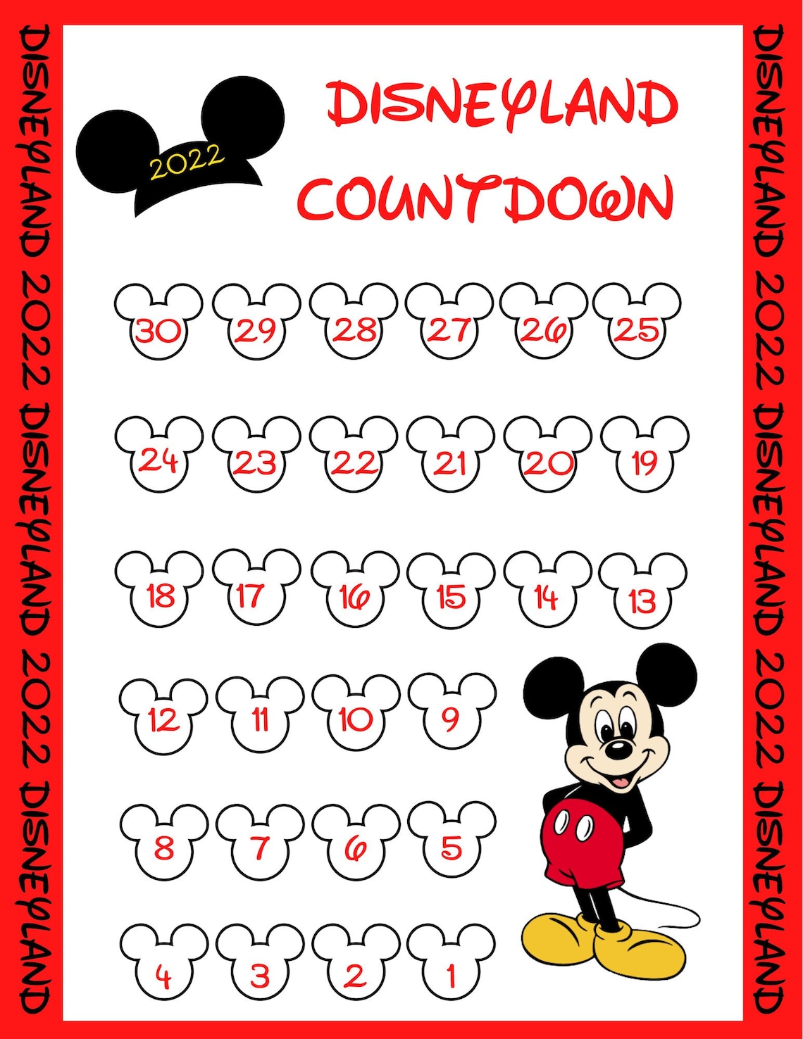 Calendario imprimible de cuenta regresiva de viajes de - Etsy México