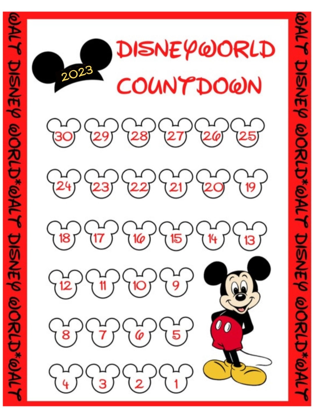 2024 Disneyworld Travel Countdown Calendar, Sticker, and Souvenir ...