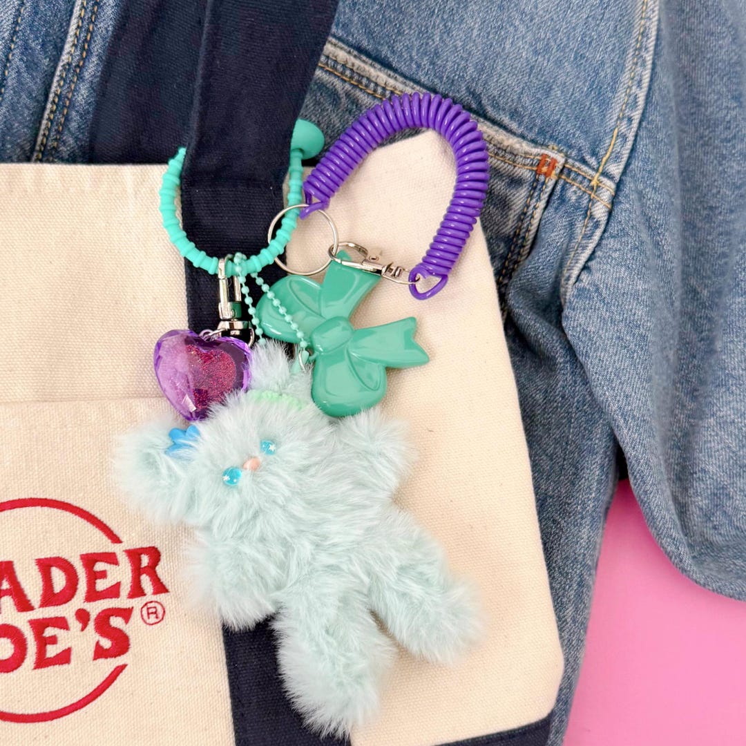 Handmade Minty Moru Fluffy Keyring | Unique Doll Charm Keyring for ...
