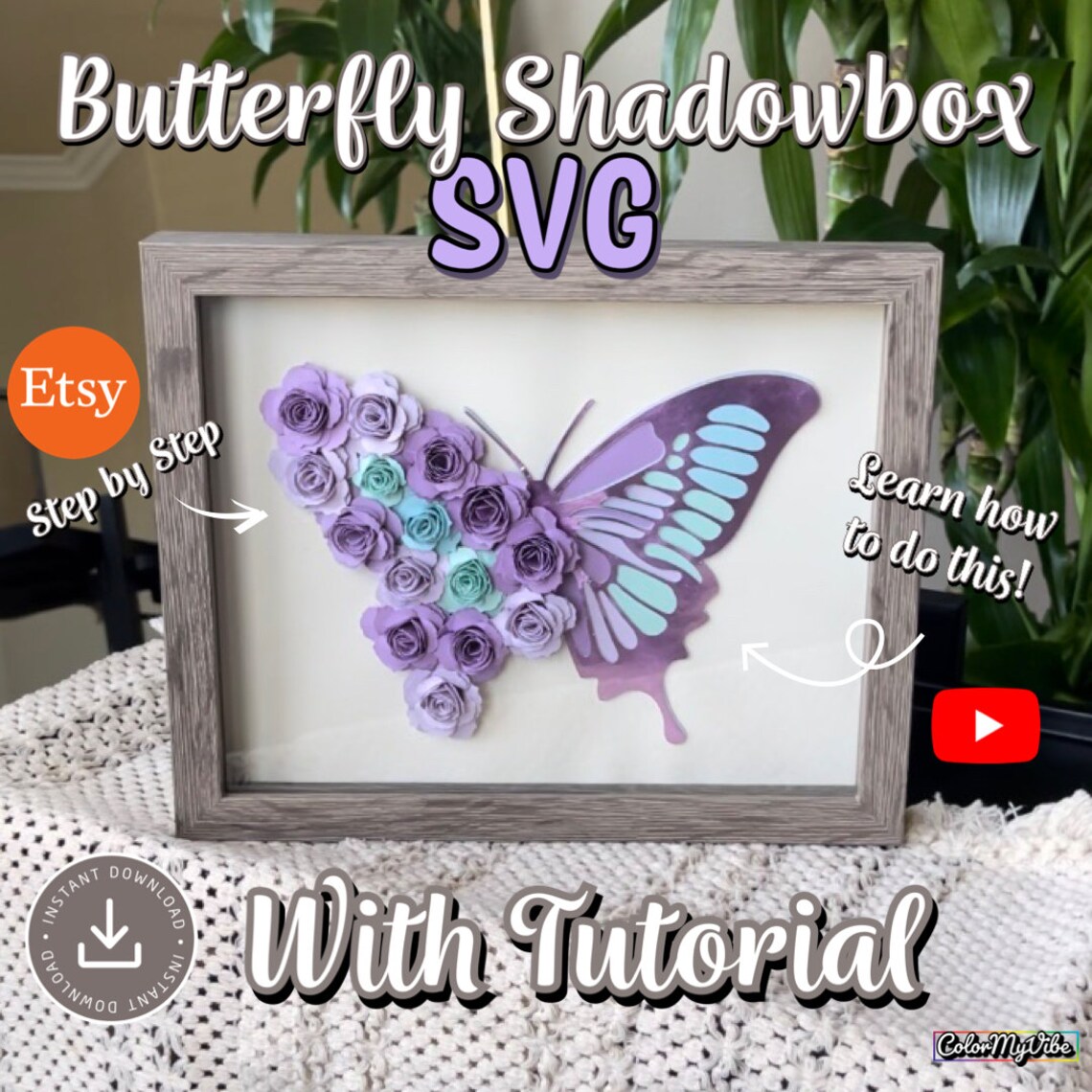 Butterfly Rose Shadow Box SVG, DIY Craft Gifts for Occasions Like ...