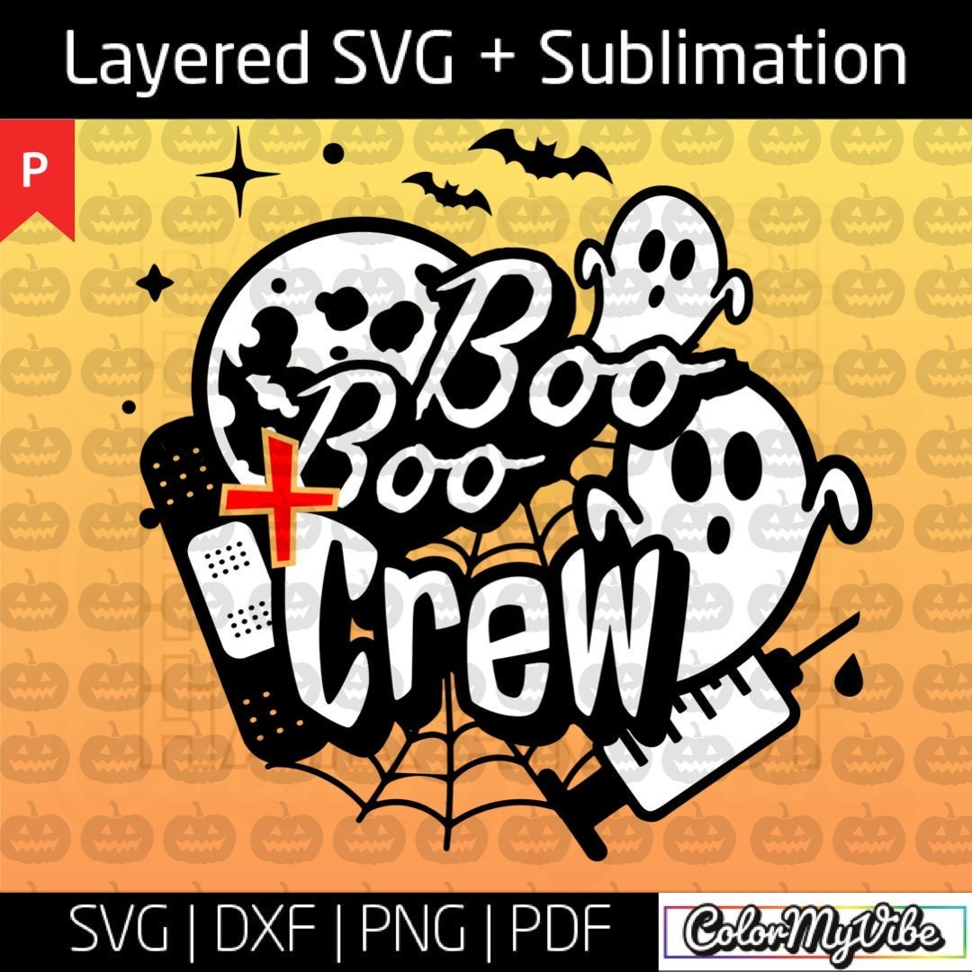 Boo Boo Crew Nurse SVG Layered Design Spooky Halloween RN - Etsy