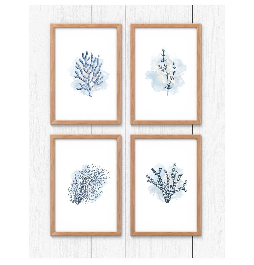 Hamptons Wall Art - Coral Wall Art - Nautical Theme - Home Decor ...