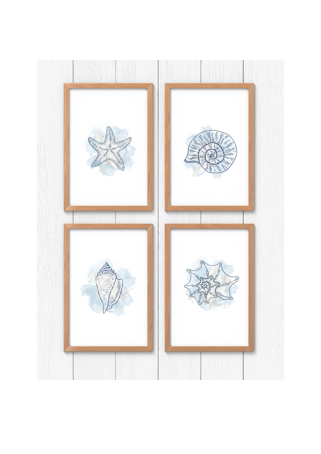 Hamptons Art - Shell Wall Art - Nautical Theme - Home Decor - Hamptons ...