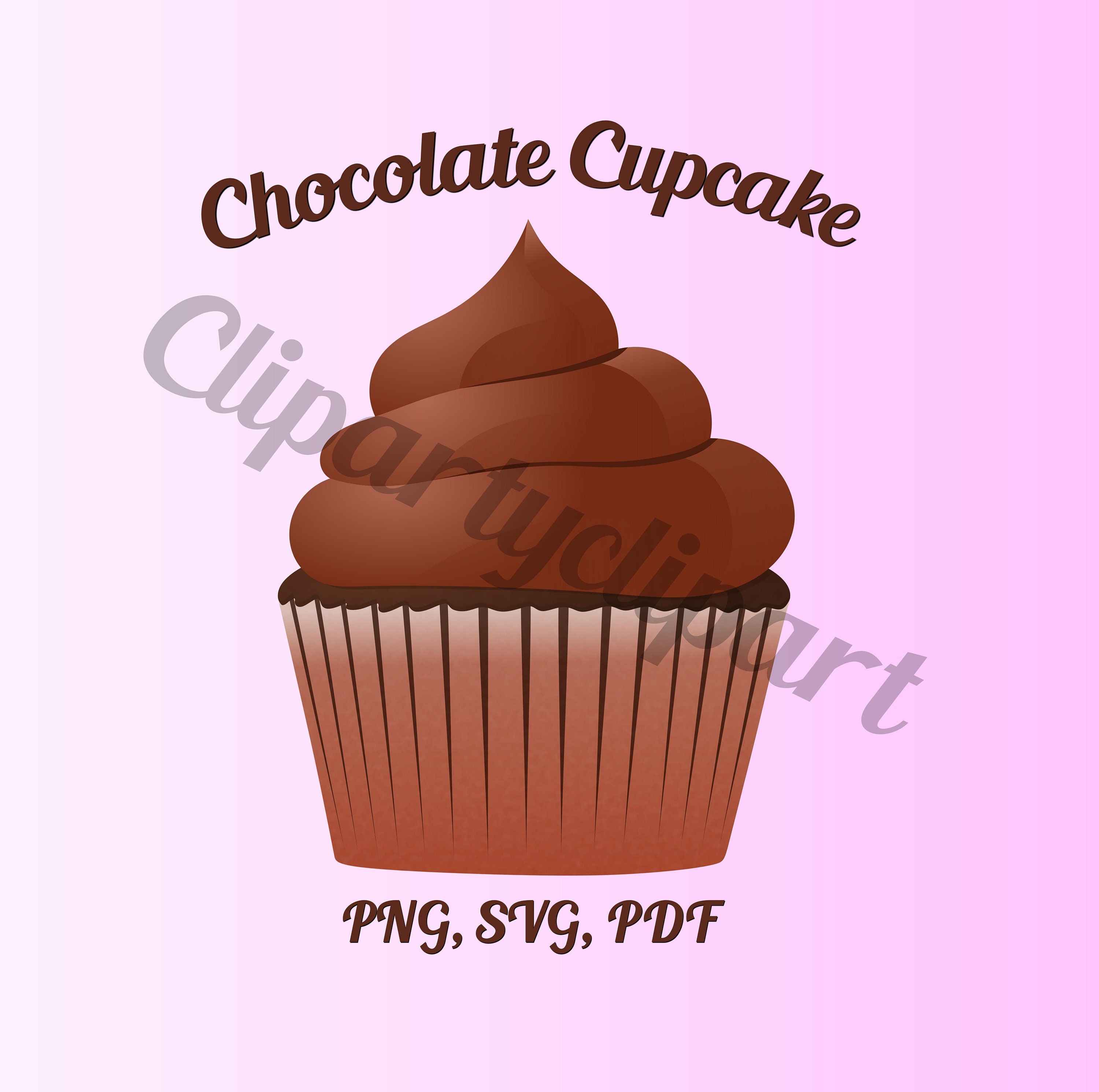 Chocolate Cupcake Clipart Clip Art for Flyers, Menus, Recipes, Bake ...
