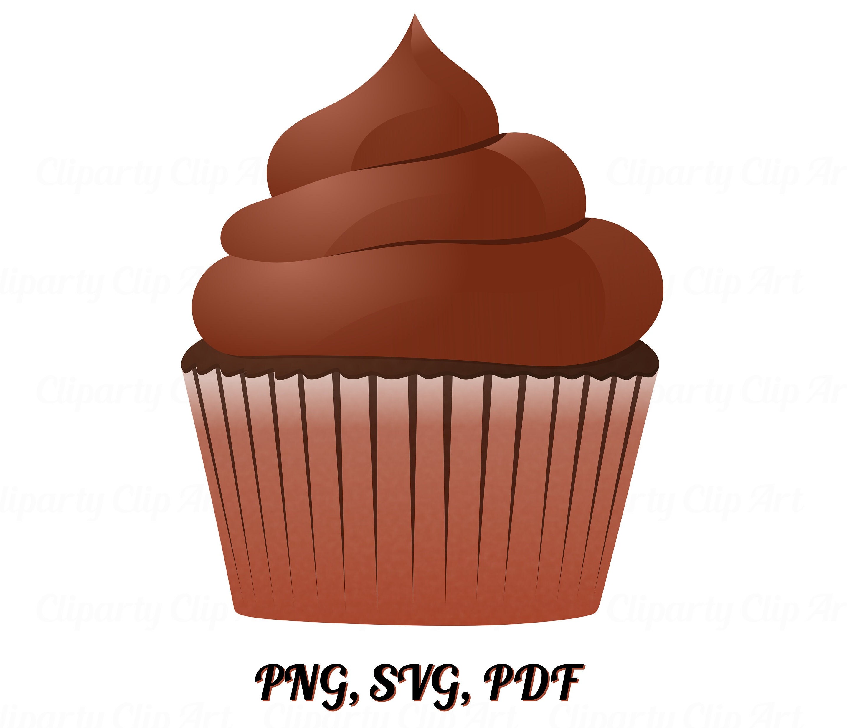 Chocolate Cupcake Clipart Clip Art for Flyers, Menus, Recipes, Bake ...