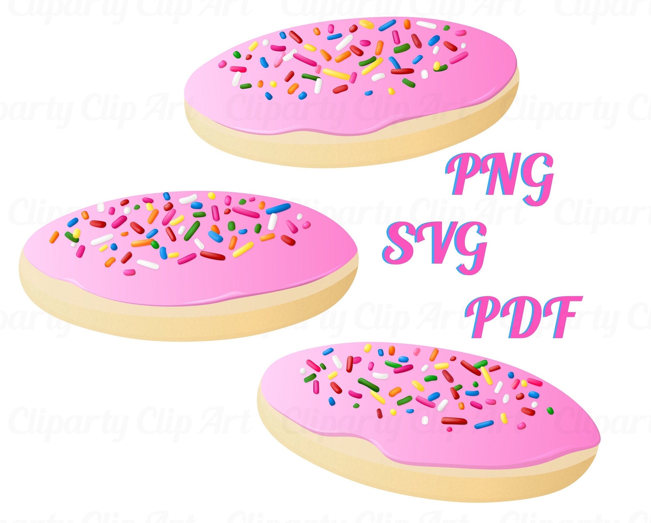 Sprinkles Sugar Cookies Clipart 3 Items Clip Art for Flyers, Menus ...