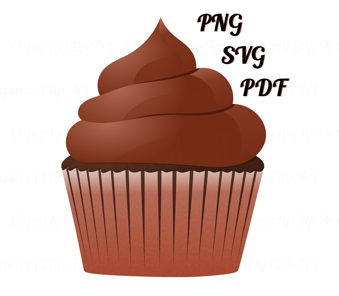 Chocolate Cupcake Clipart Clip Art for Flyers, Menus, Recipes, Bake ...