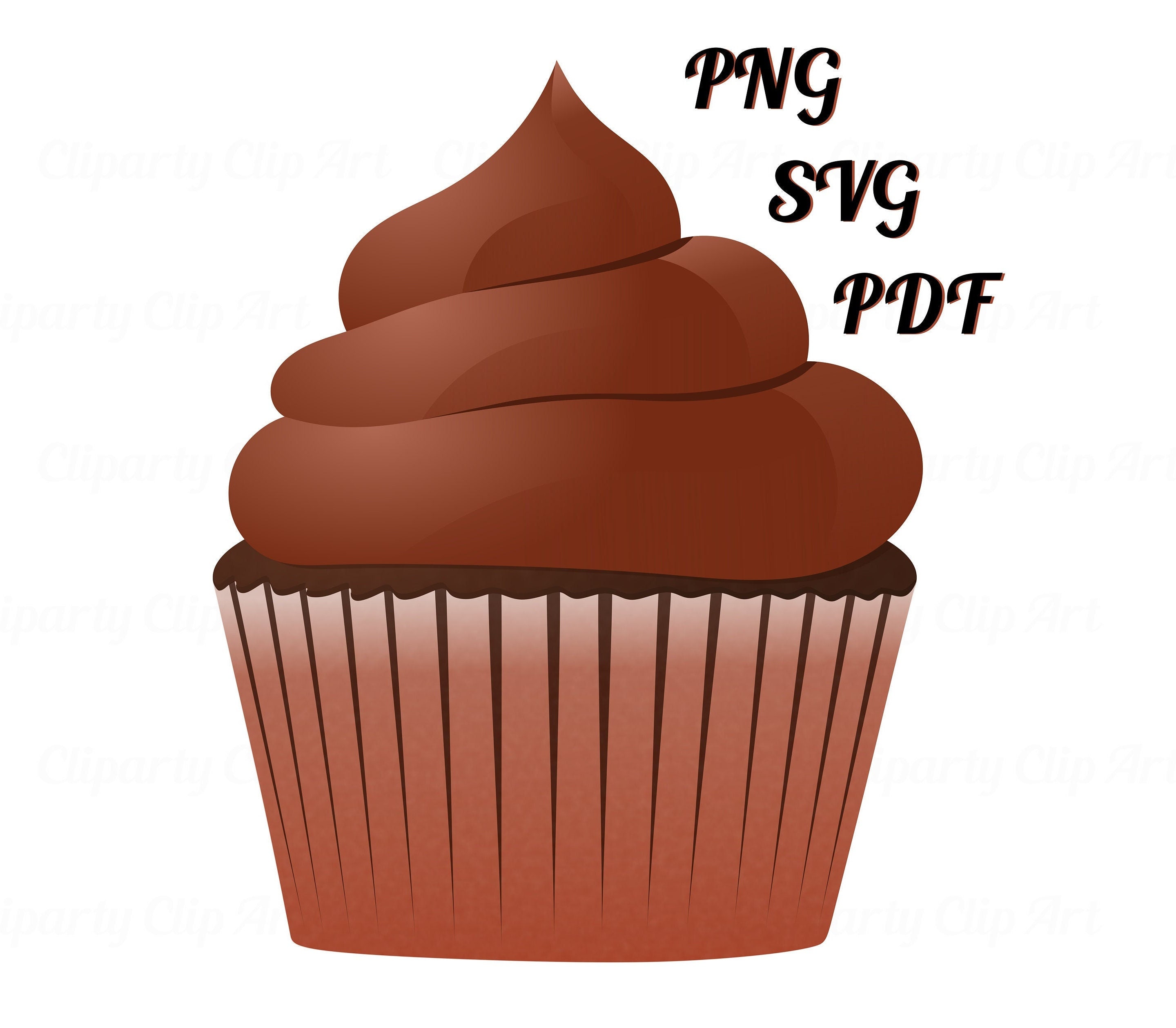 Chocolate Cupcake Clipart Clip Art for Flyers, Menus, Recipes, Bake ...