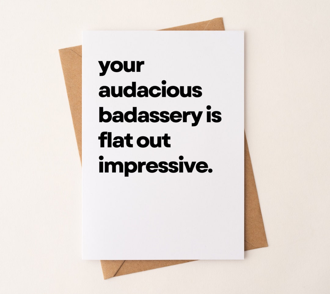 Badass Card/funny Card for Her/friendship Card for Him/greeting Card ...
