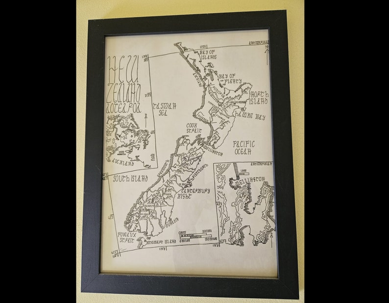 Hand-drawn Map of New Zealand - Etsy