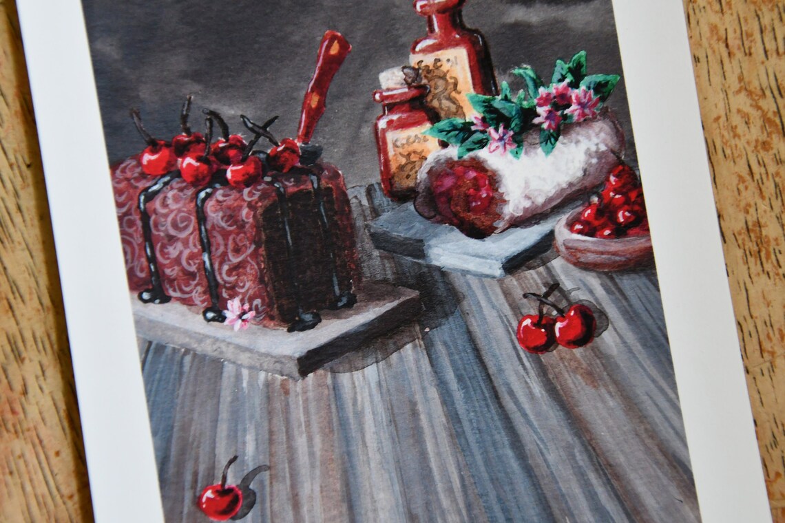 Cherry Cake 5x7 Fine Art Print Confections Series - Etsy