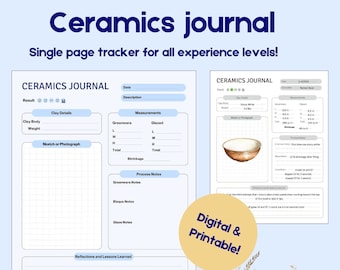 Ceramics Journal Page - Printable or Digital Tracker Notebook for Wheel ...