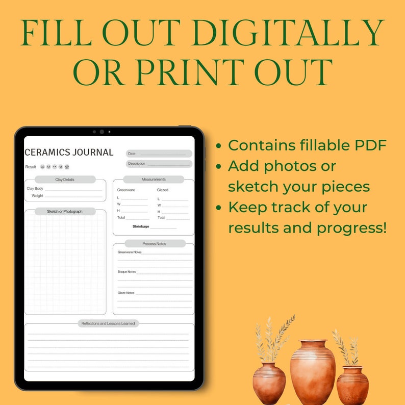 Ceramics Journal Page - Printable or Digital Tracker Notebook for Wheel ...