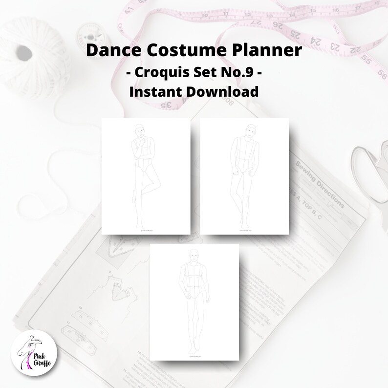 Front + Back Side Croquis & Dance Costume Designer Planner Set 9 ...