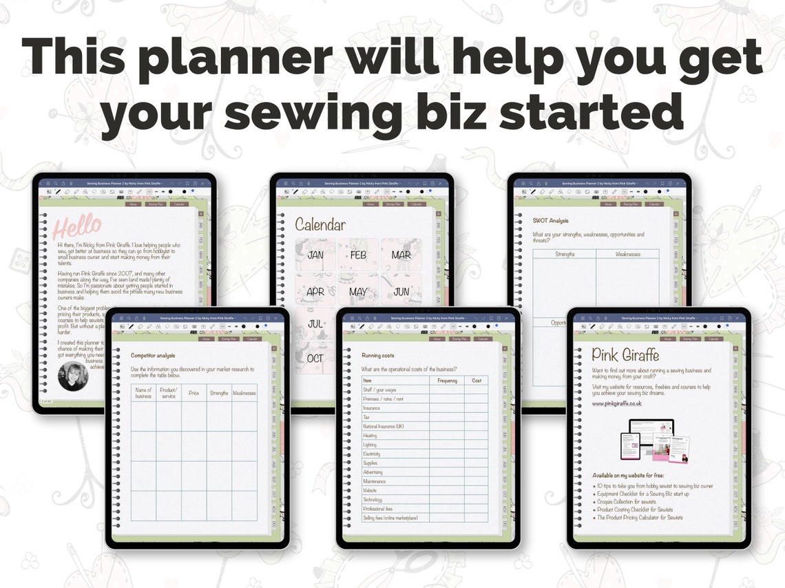 Sewing Business Startup Planner PDF Download Calendar New Business Plan ...