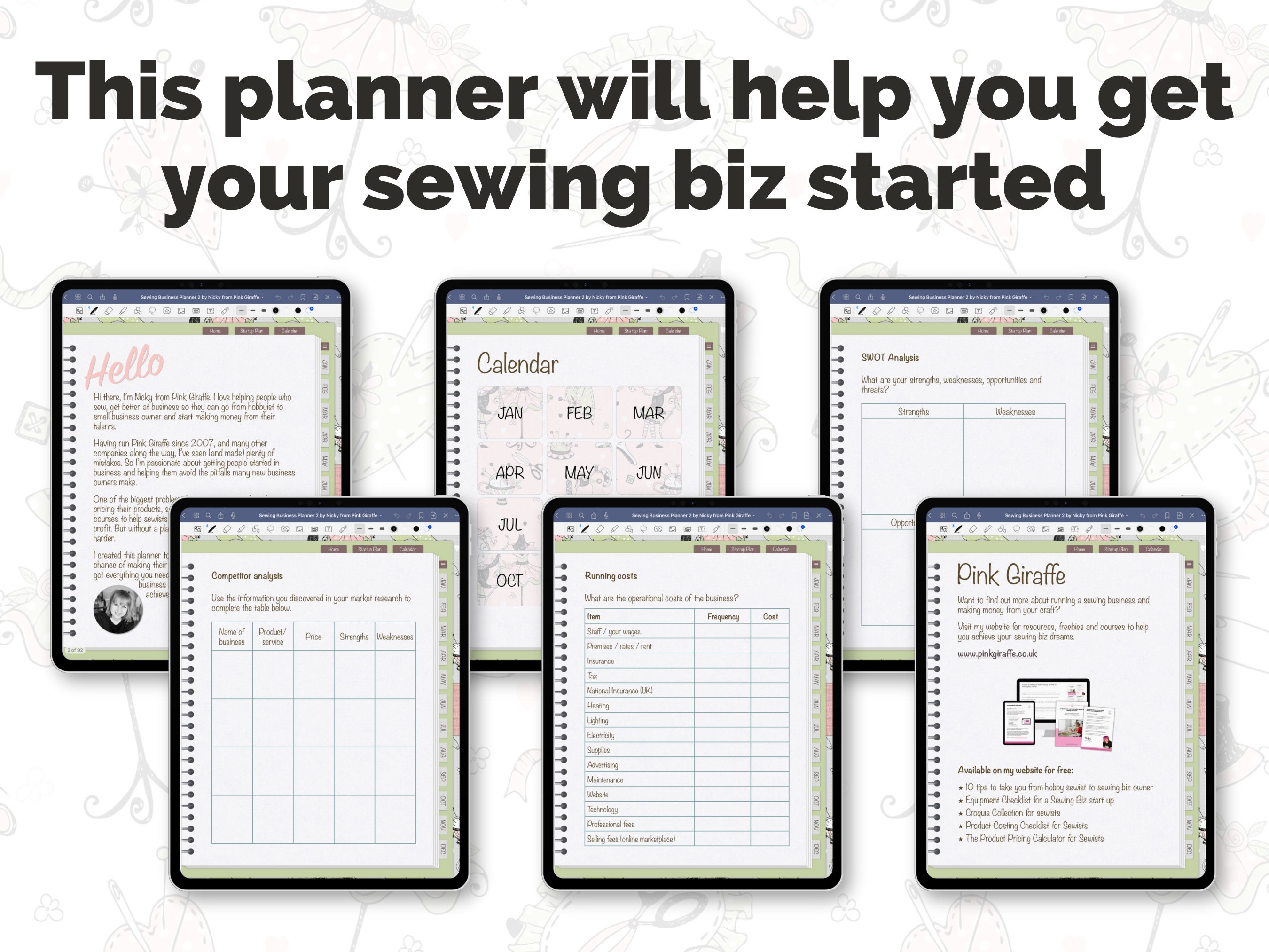 Sewing Business Startup Planner PDF Download Calendar New Business Plan ...