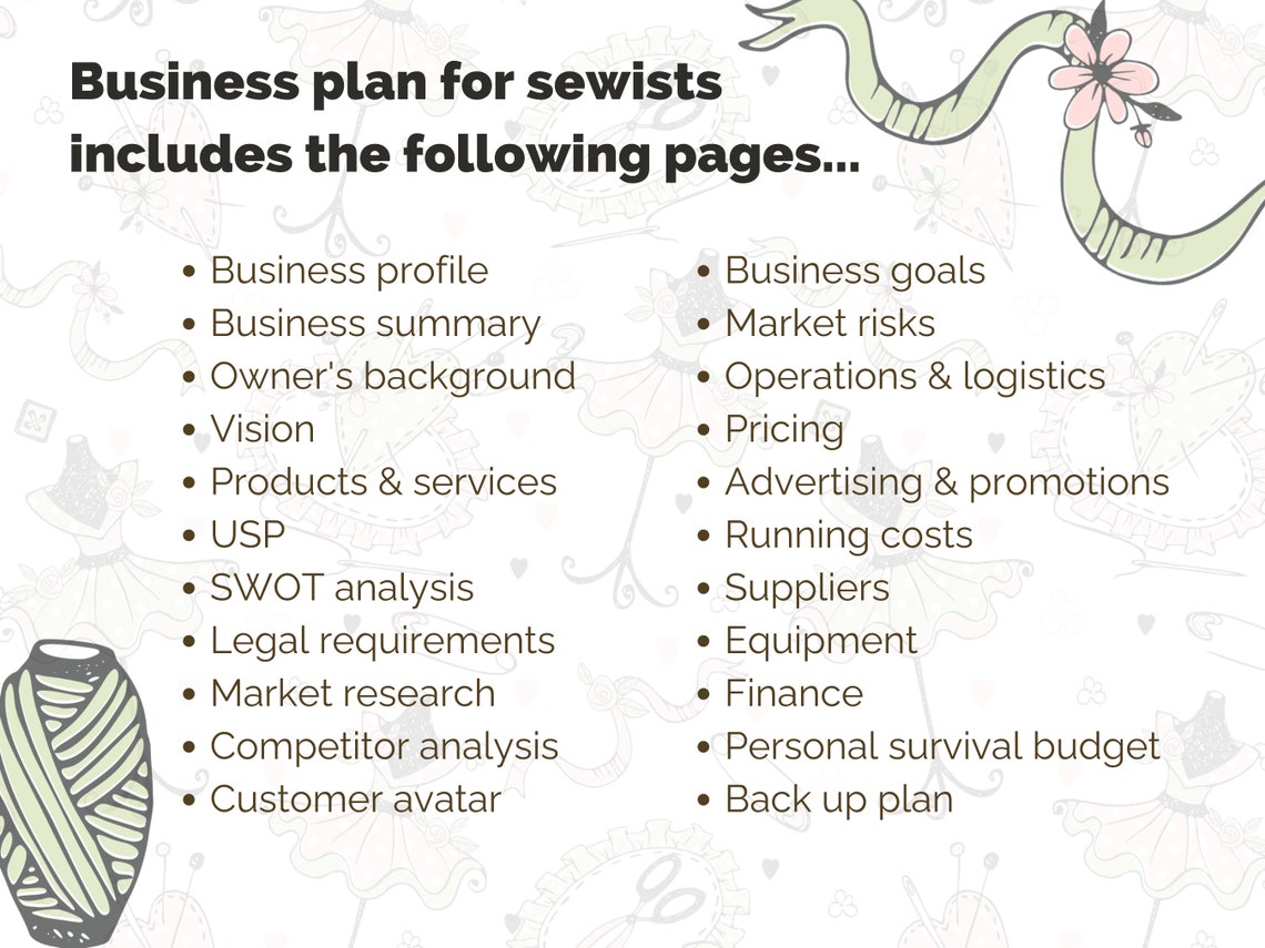 Sewing Business Startup Planner PDF Download Calendar New Business Plan ...