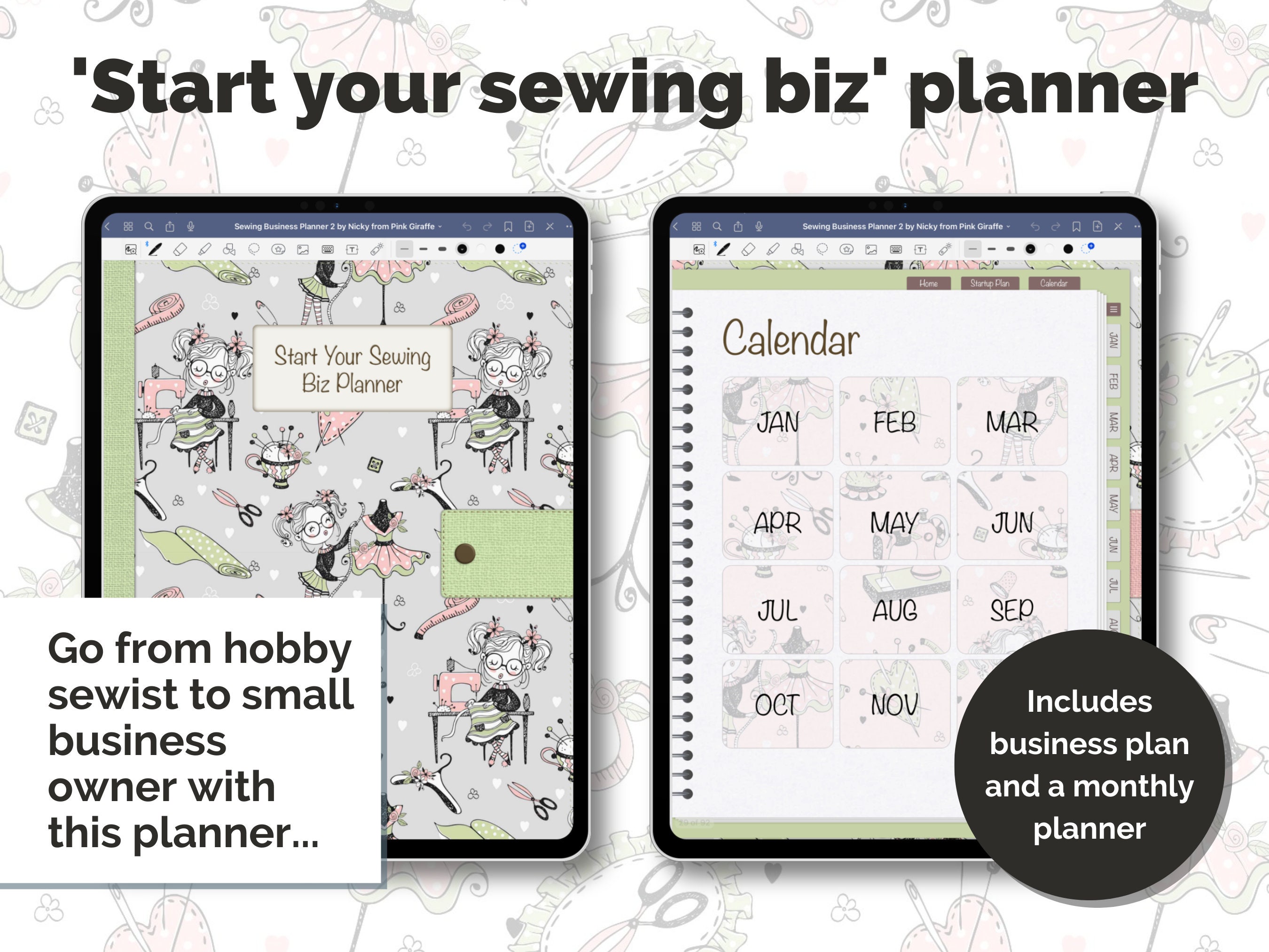 Sewing Business Startup Planner PDF Download Calendar New Business Plan ...