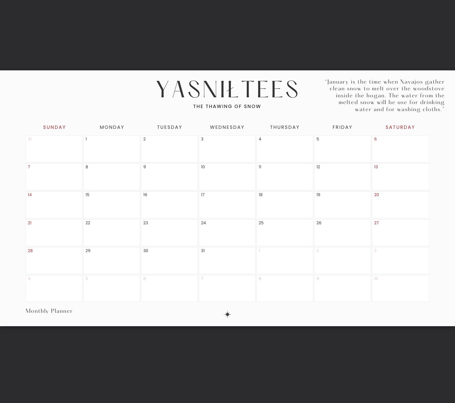 Navajo 2024 Minimalist Calendar PDF Digital File Planner - Etsy Australia