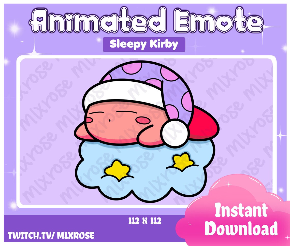 Sleepy Kirby Animated Emote for Twitch Streamers Discord - Etsy