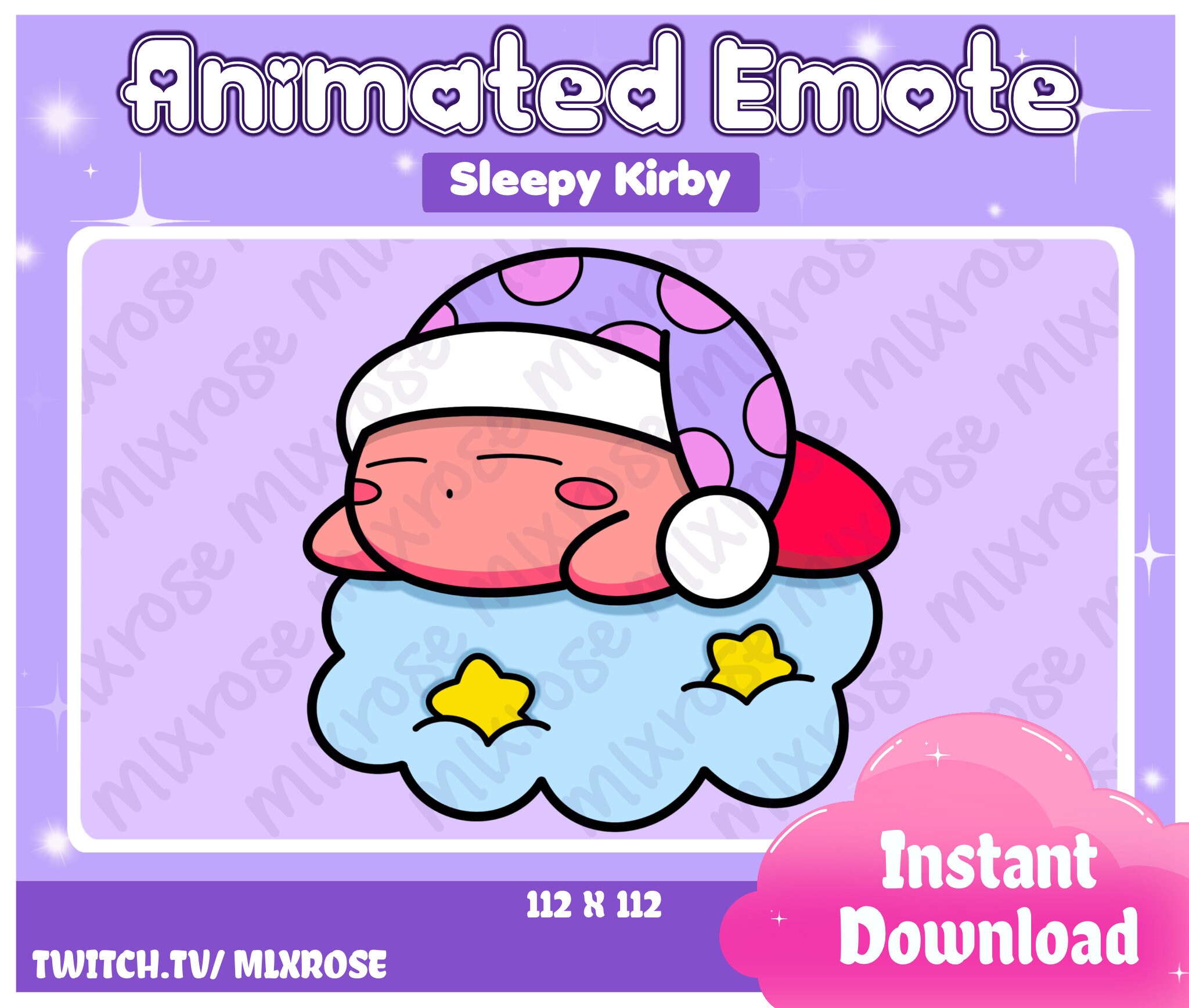 Sleepy Kirby Animated Emote for Twitch Streamers Discord - Etsy