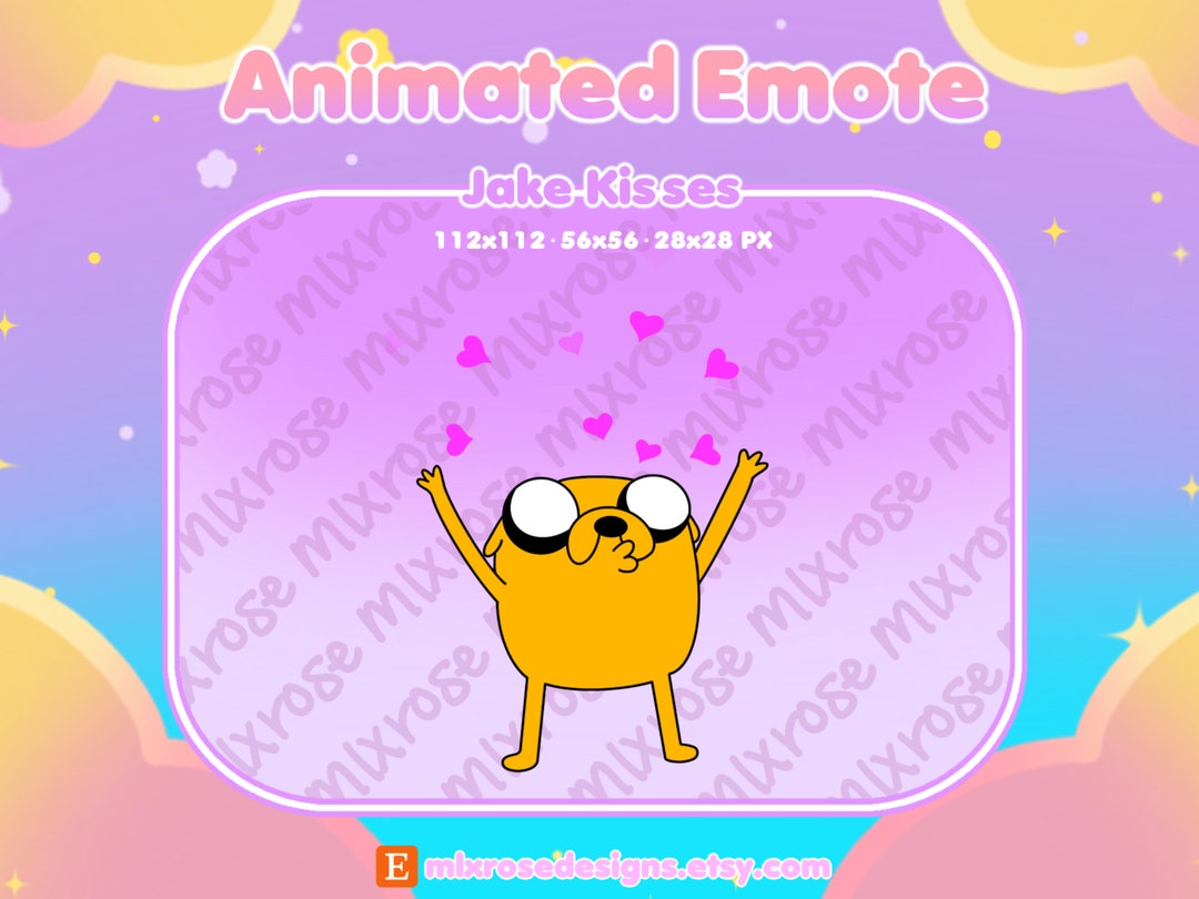 Jake Kisses Adventure Time Animated Emote for Twitch - Etsy