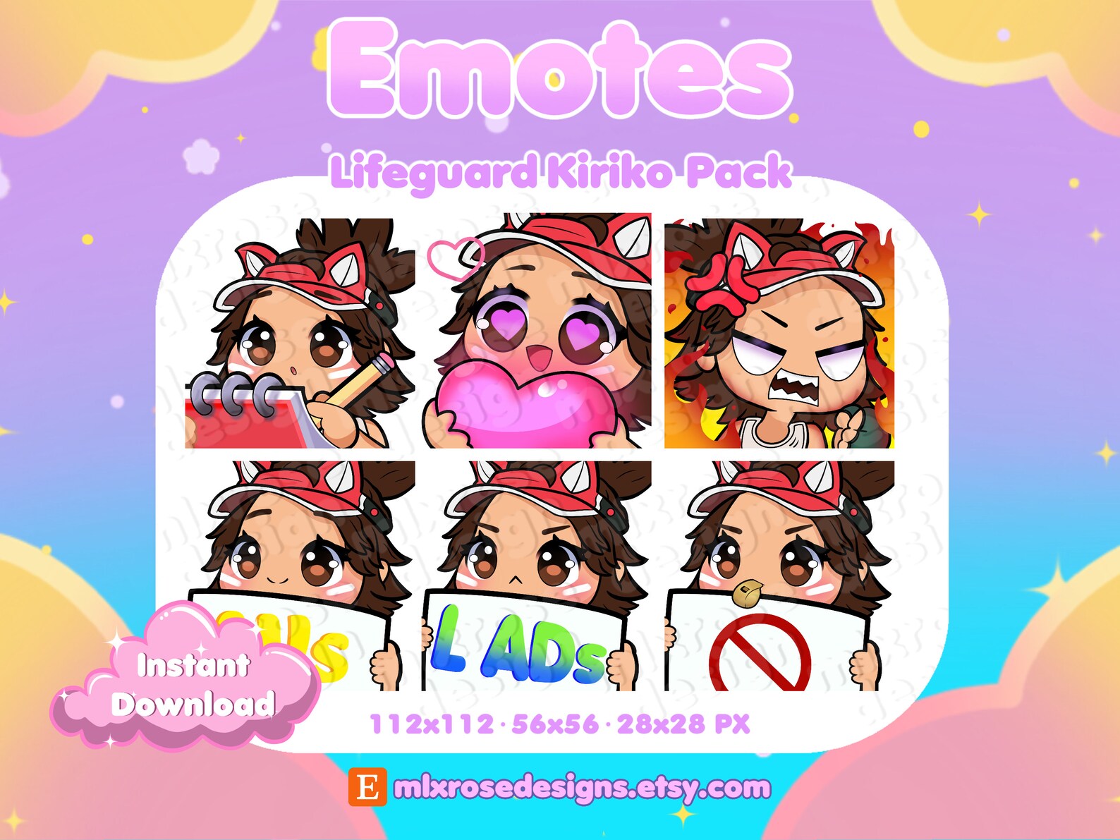 Lifeguard Kiriko Emote Pack for Twitch Streamers, Discord, Youtube ...