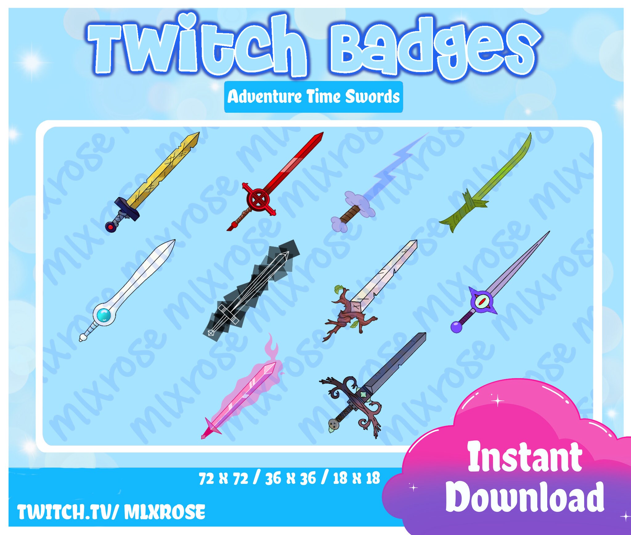 Adventure Time Swords Sub/bit Badges Twitch Discord - Etsy