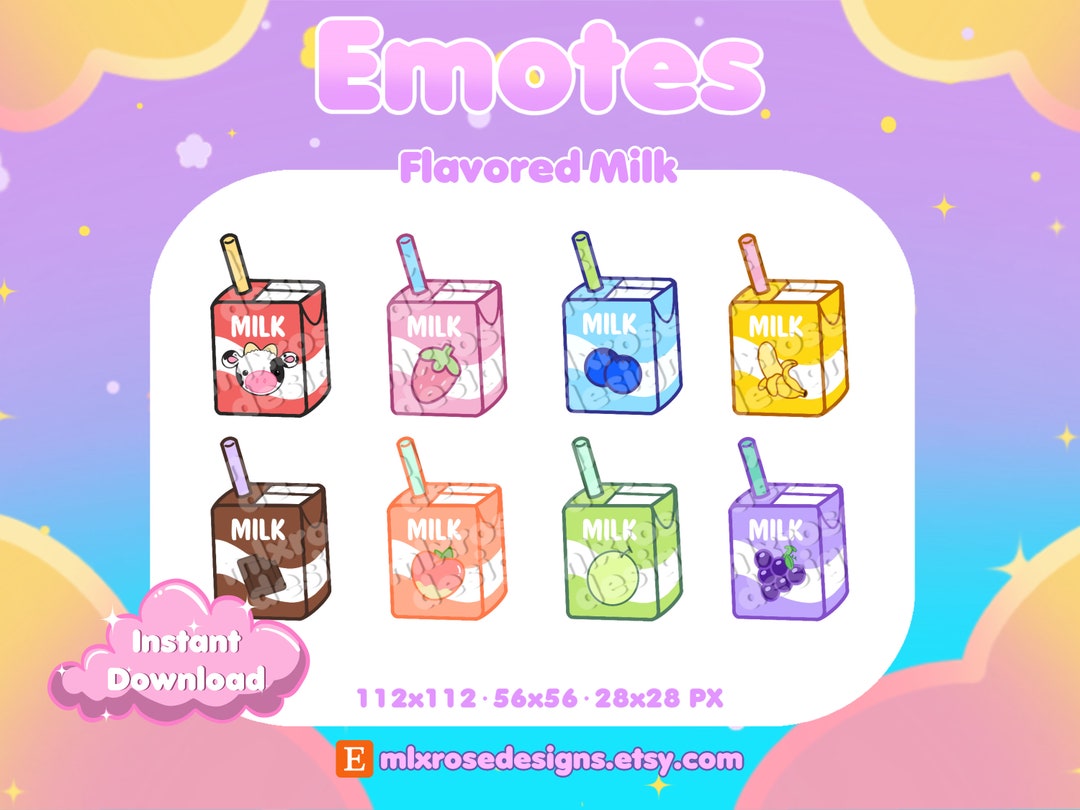 Flavored Milk Twitch Emotes / Milk Emotes / Emotes for Streamers ...