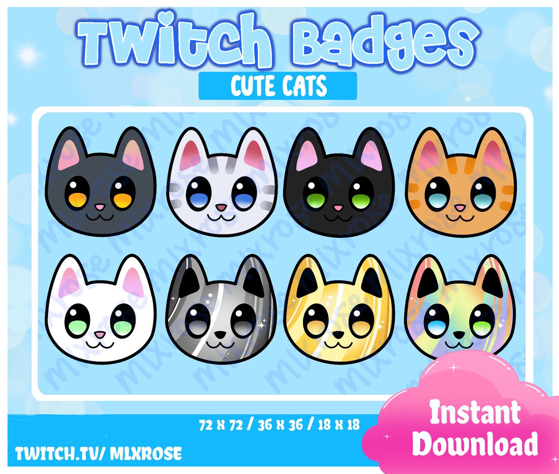 Cute Cat Sub/bit Badges Twitch Discord Stream Simple - Etsy