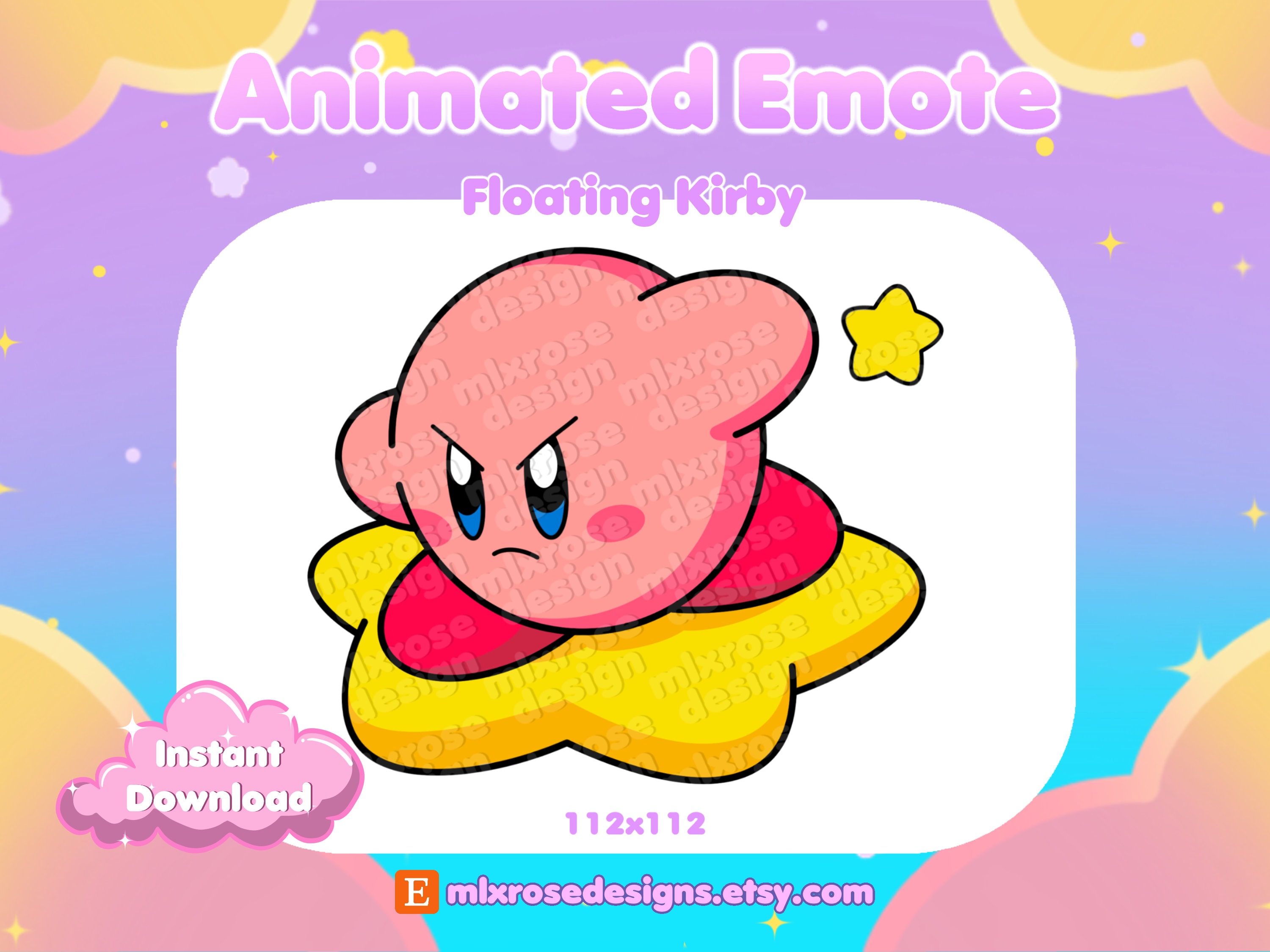 Floating Kirby Animated Emote for Twitch Streamers, Discord, Youtube ...