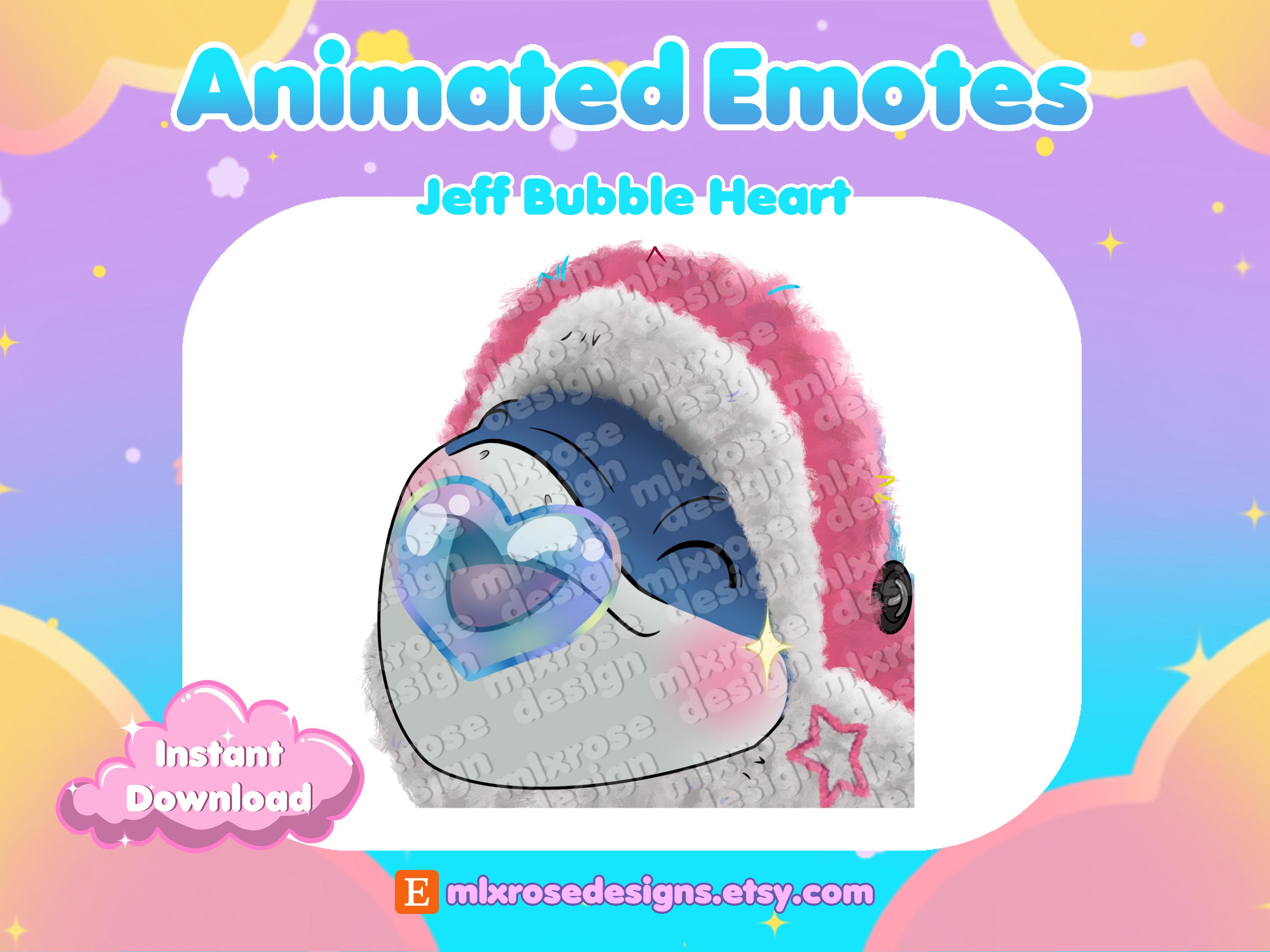 Jeff the Shark Bubble Heart Animated Emote | Twitch Emotes | Animated ...