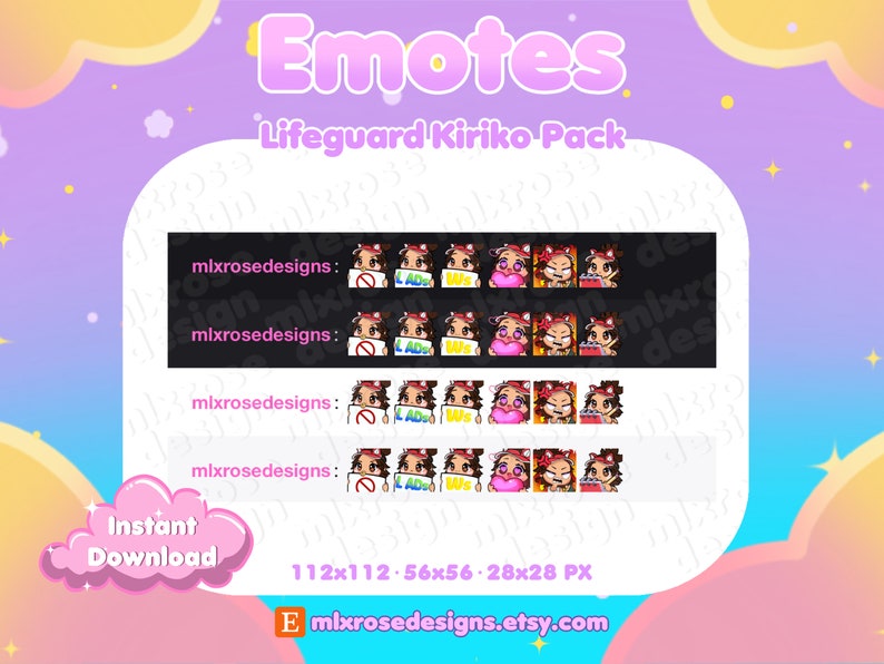 Lifeguard Kiriko Emote Pack for Twitch Streamers, Discord, Youtube ...