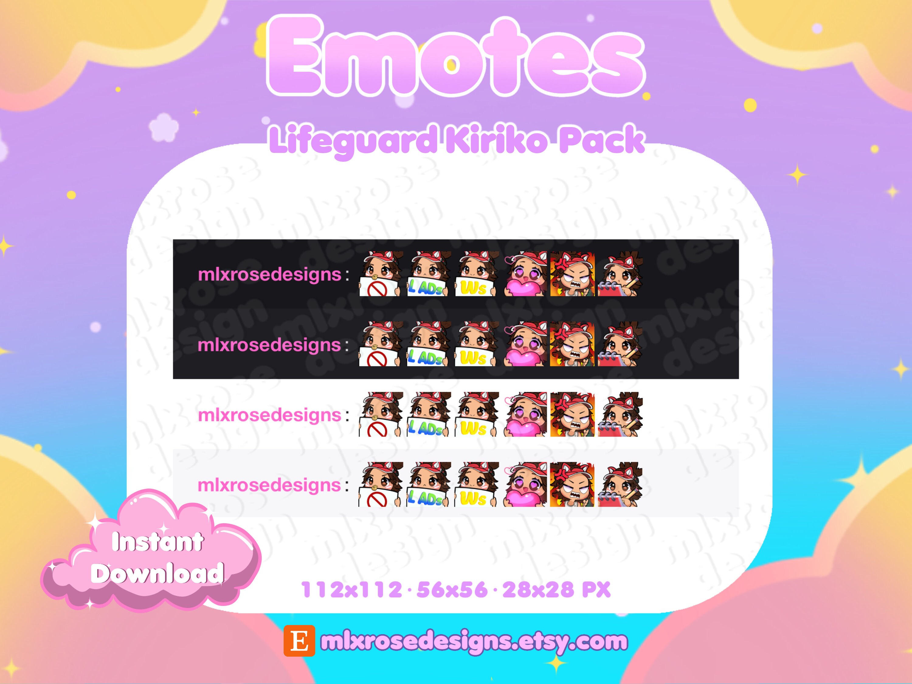 Lifeguard Kiriko Emote Pack for Twitch Streamers, Discord, Youtube ...