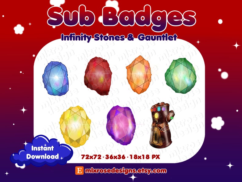 Avengers Infinity Stones + Thanos Gauntlet Sub/bit Badges - Twitch ...