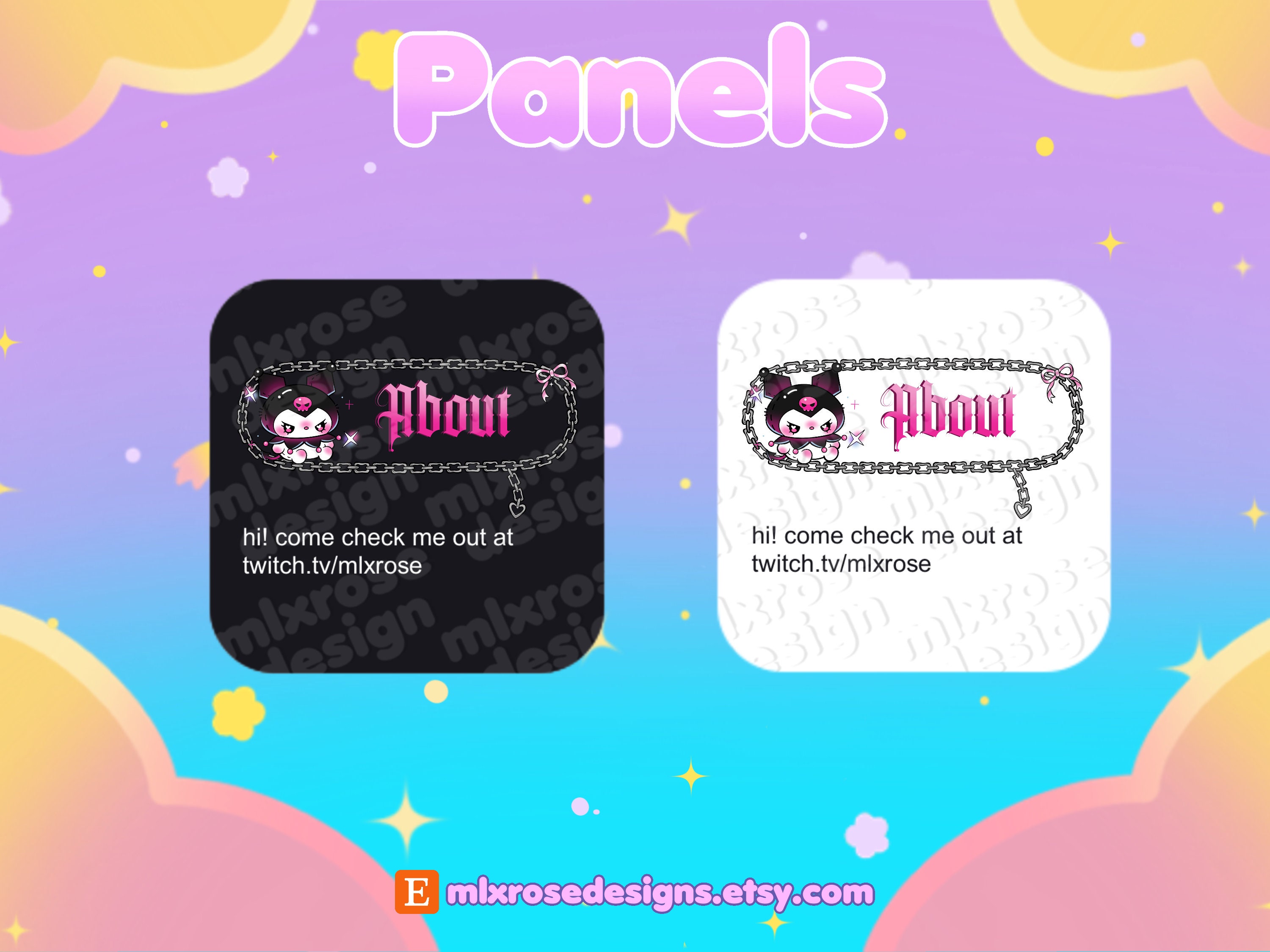 Pink Chain Kuro Plushy Panels Cute Pink Bunny Stream Panels Twitch ...