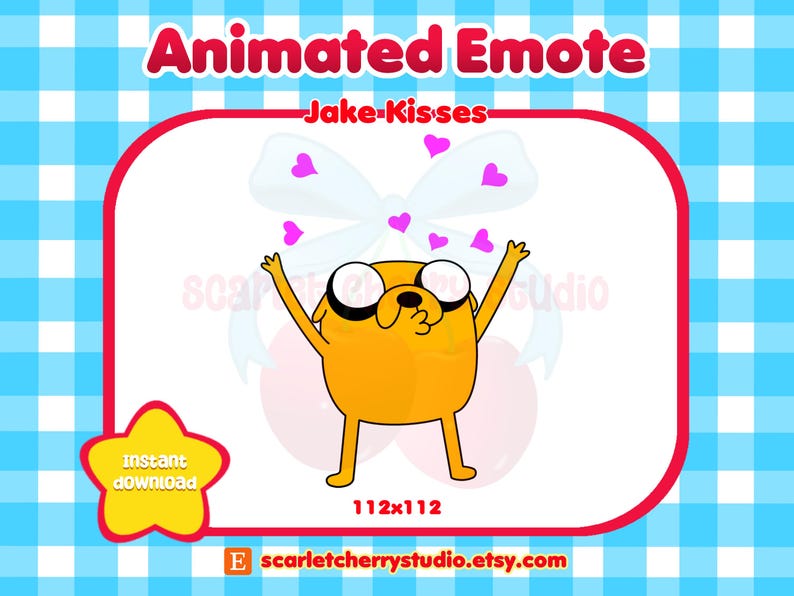 Jake Kisses Adventure Time Animated Emote for Twitch Streamers, Discord ...