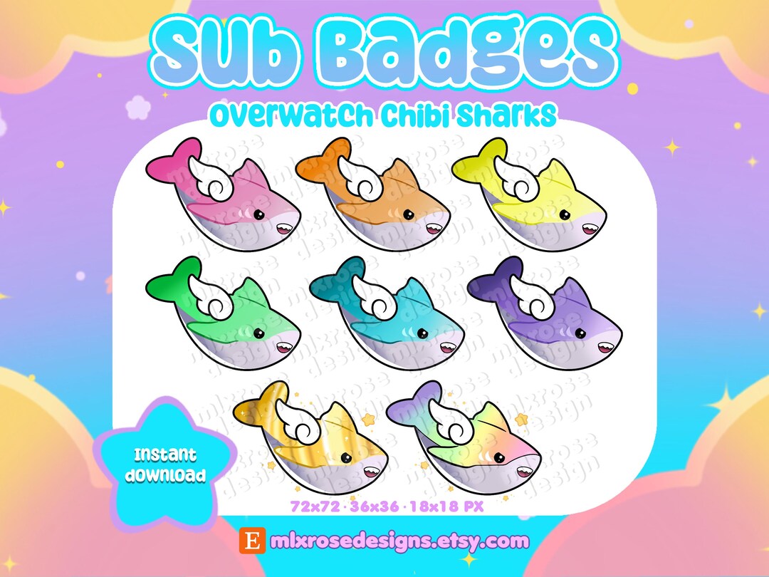 Overwatch 2 Juno Mythic Chibi Shark Sub/bit Badges - Twitch - Discord ...