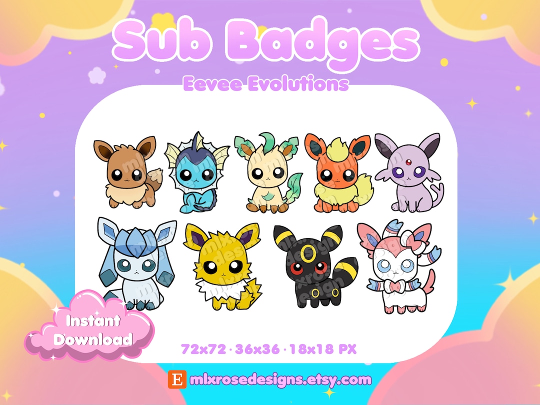 Eevee Evolution Sub Badges for Twitch/discord/youtube Twitch Sub Badges ...