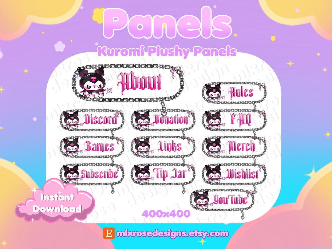 Pink Chain Kuro Plushy Panels | Cute Pink Bunny Stream Panels | Twitch ...