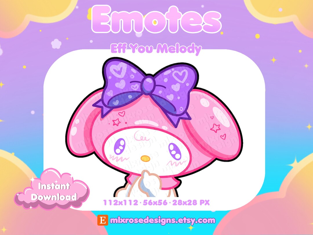 Eff U Mel Bunny Emote | Cute Pink Bunny Emote | Twitch Overlays, Panels ...