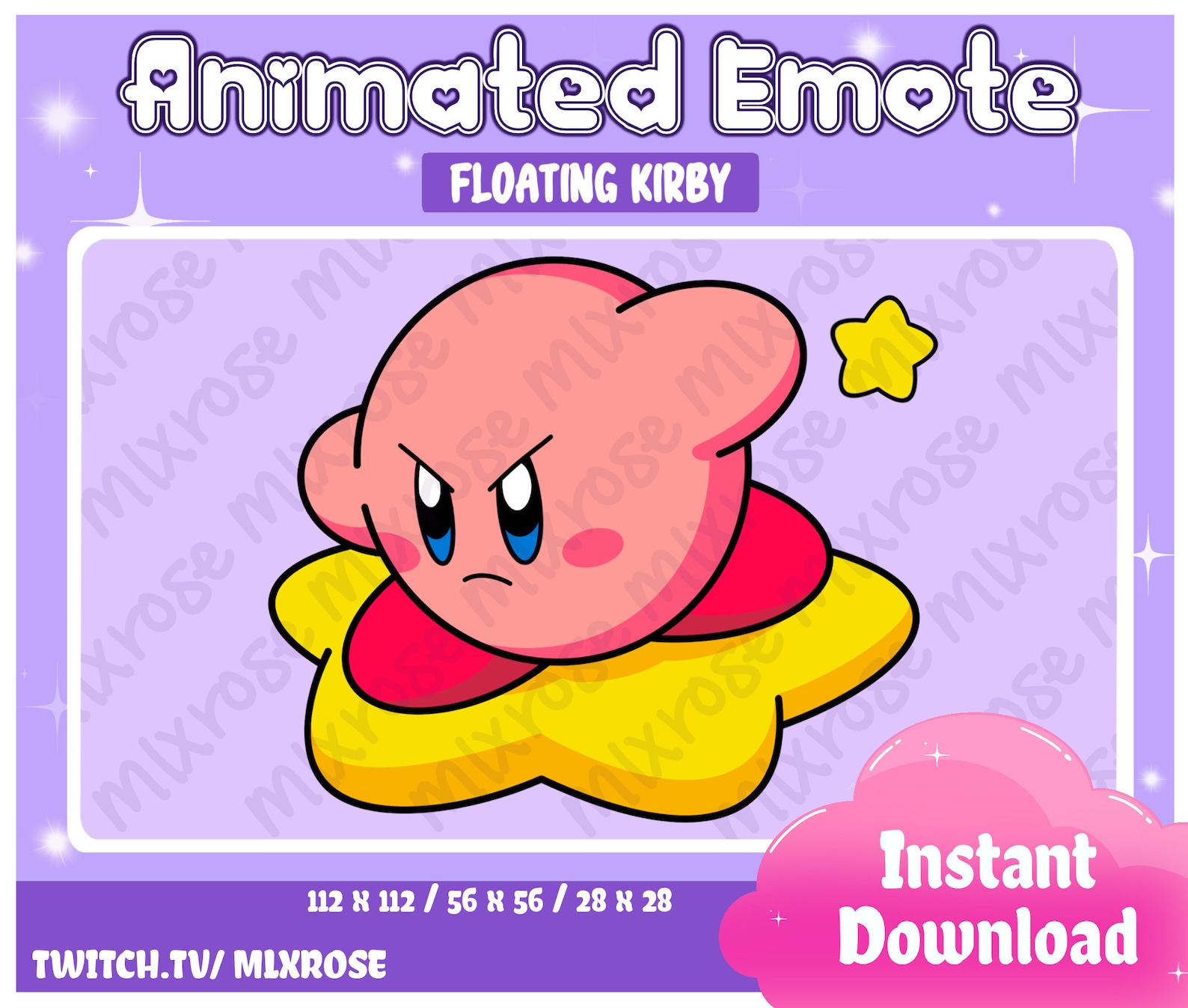 Floating Kirby Animated Emote for Twitch Streamers Discord - Etsy Canada