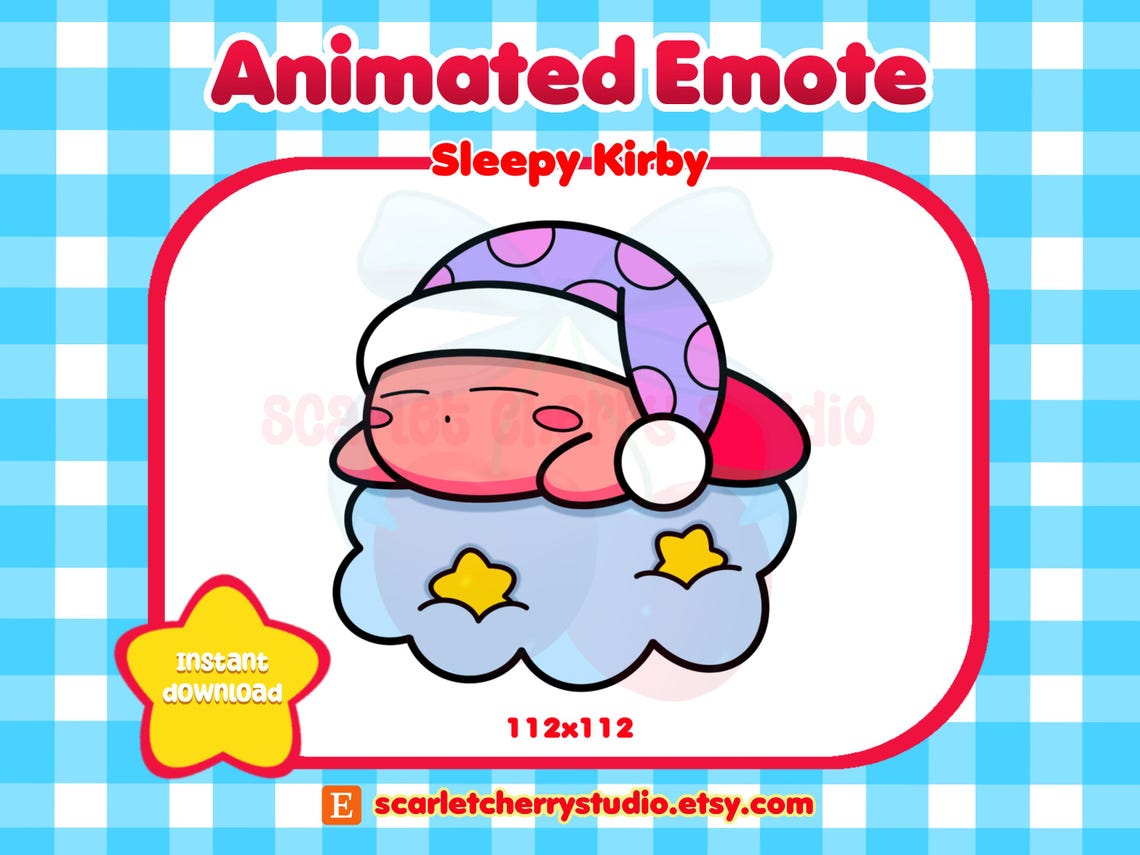 Sleepy Kirby Animated Emote for Twitch Streamers, Discord, Youtube ...