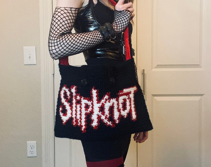 Slipknot Inspired Logo Crochet Mall Goth Bag Numetal Metal Band Crochet ...