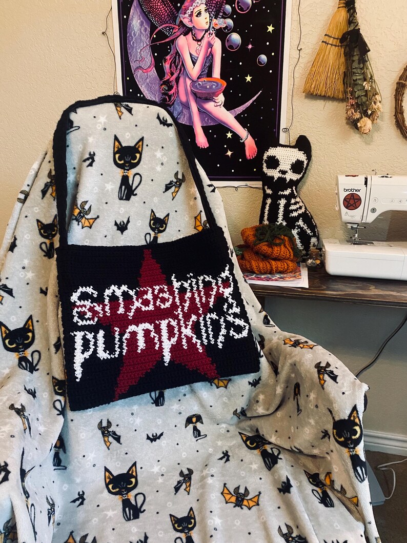 Smashing Pumpkns Logo Crochet Tote Bag - Etsy
