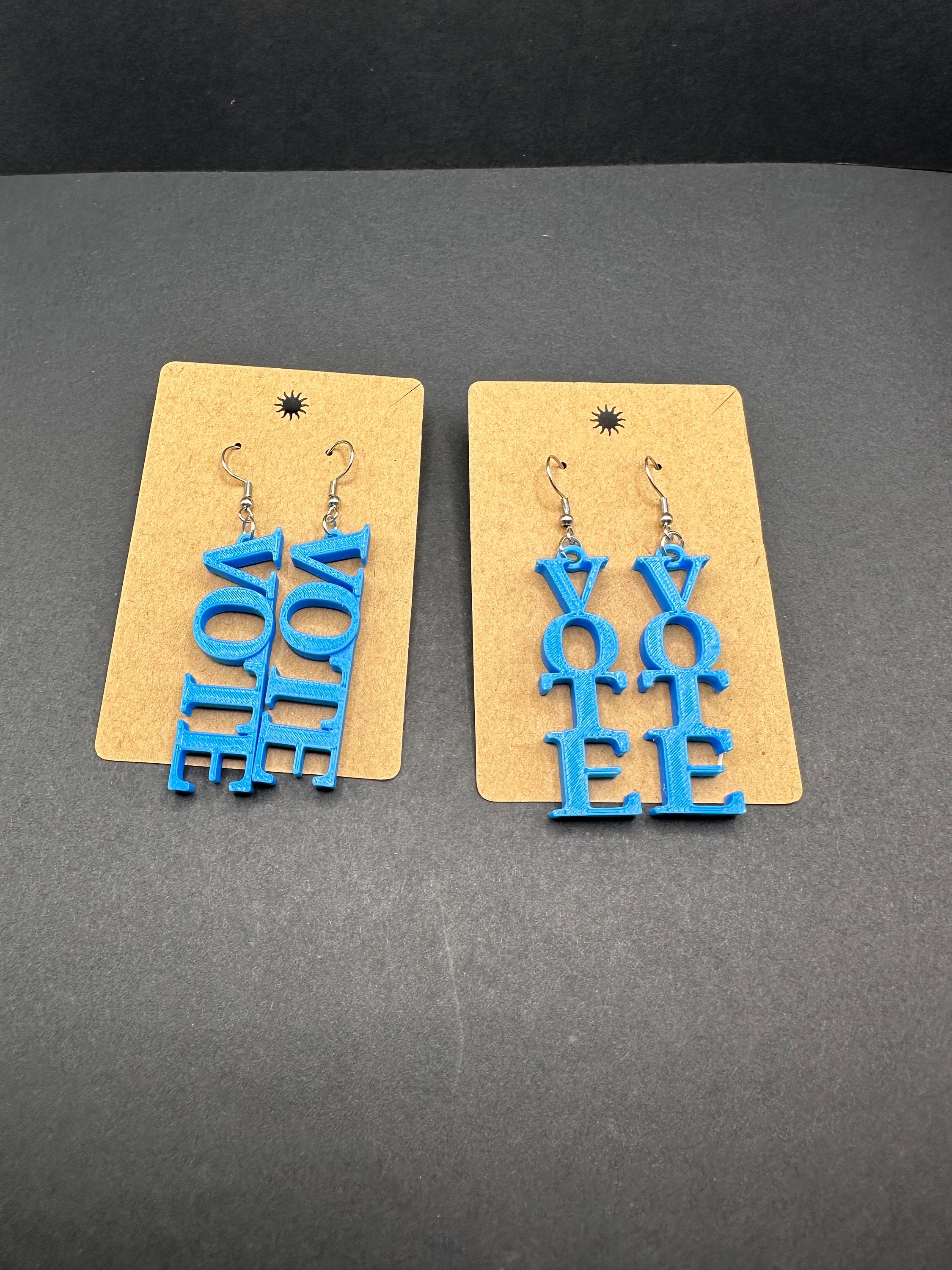 Vote Earrings 3D Printed ~ Vote Red ~ Vote Blue ~ Election ~ Voting ...