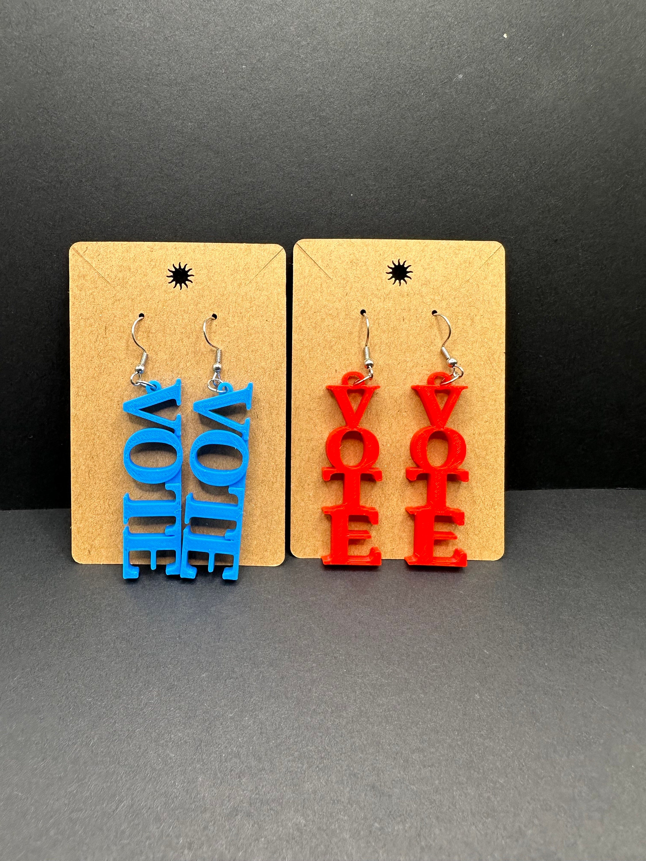Vote Earrings 3D Printed ~ Vote Red ~ Vote Blue ~ Election ~ Voting ...